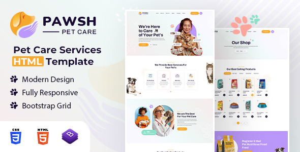 Pawsh | Pet Care HTML Template by designingmedia | ThemeForest